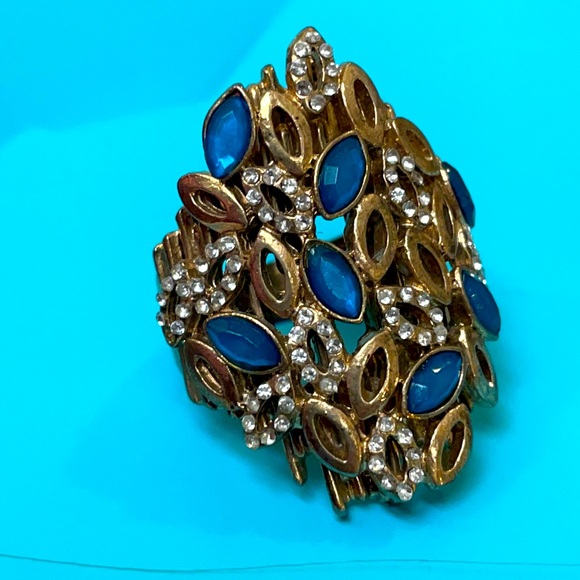 Jewelry | Crystal Blue Gold Ring | Poshmark
